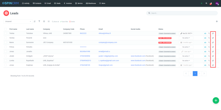How to edit lead information? - Spin CRM